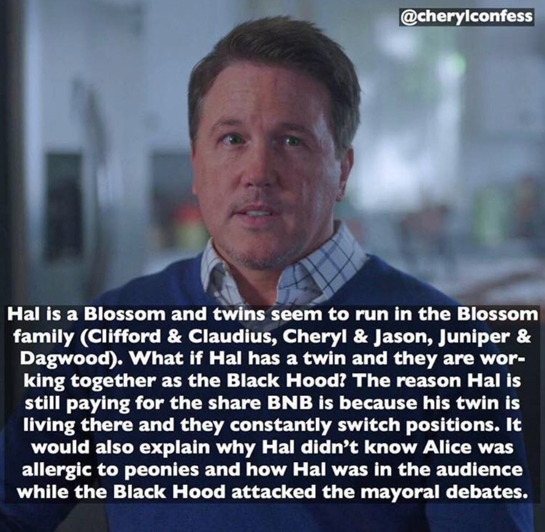 Riverdale theory that the black hood is hal cooper's twin | Girlfriend