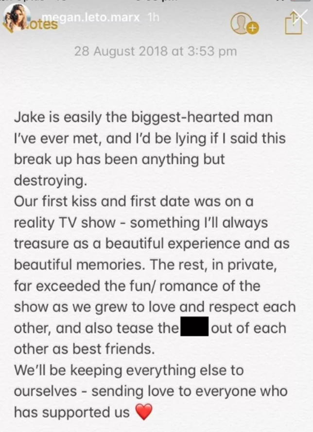 Megan Marx and Jake Ellis call it quits | Girlfriend