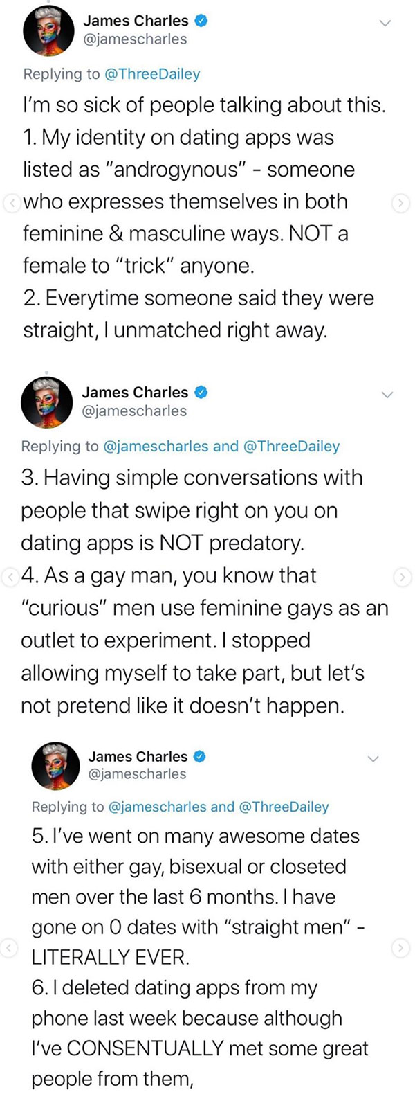James Charles faces major backlash for Tinder settings being 'female ...
